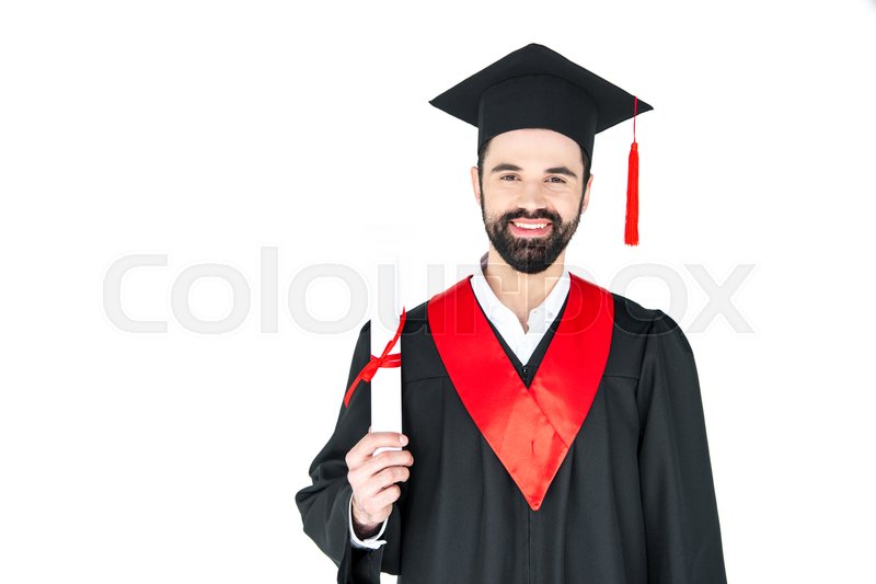 Happy young man in graduation hat ... | Stock image | Colourbox