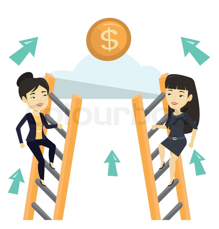Two business women competing for the ... | Stock Vector | Colourbox