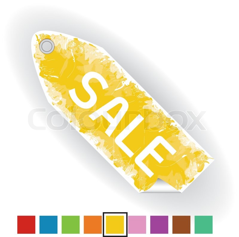 Big yellow sale label with grunge ... | Stock vector | Colourbox