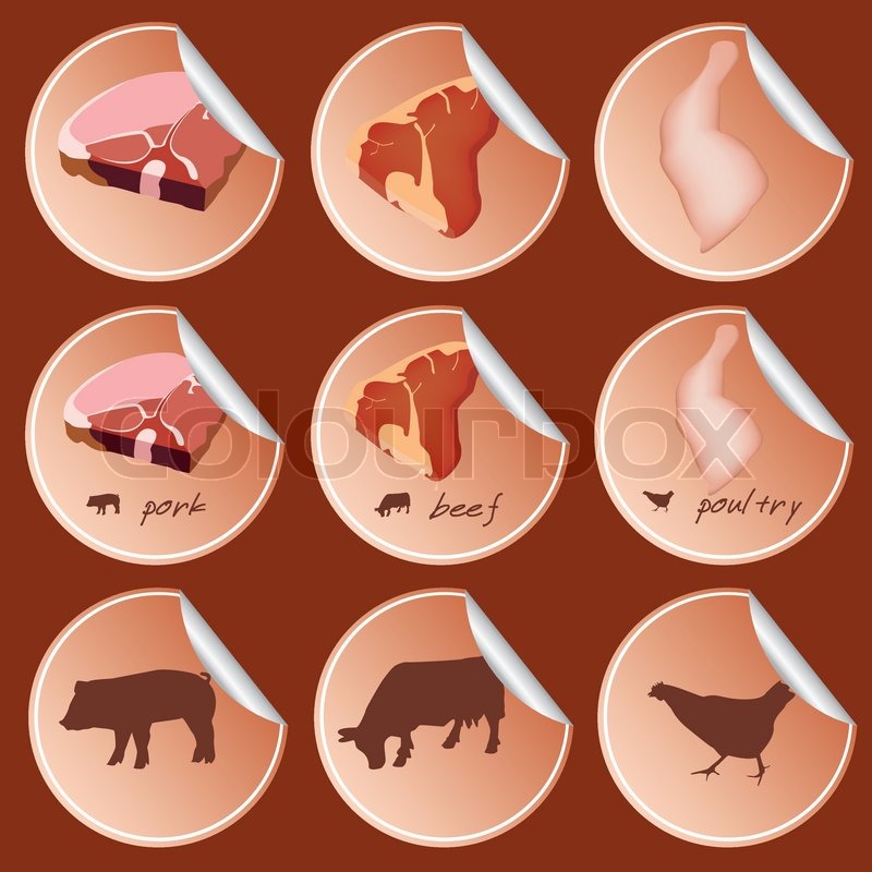 Set of stickers with meat theme | Stock vector | Colourbox