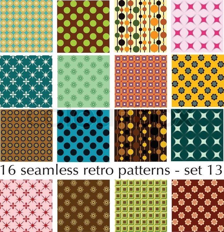 16 seamless retro patterns - set 13 | Stock vector | Colourbox