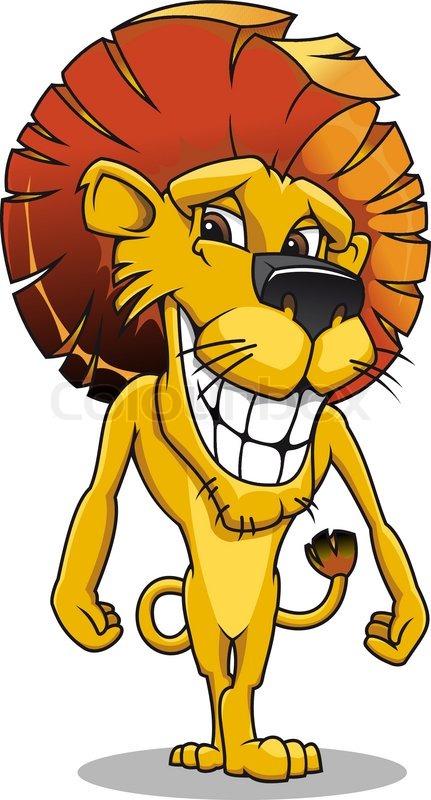 Süß lächelnd Löwe im Cartoon-Stil ... | Stock-Vektor | Colourbox