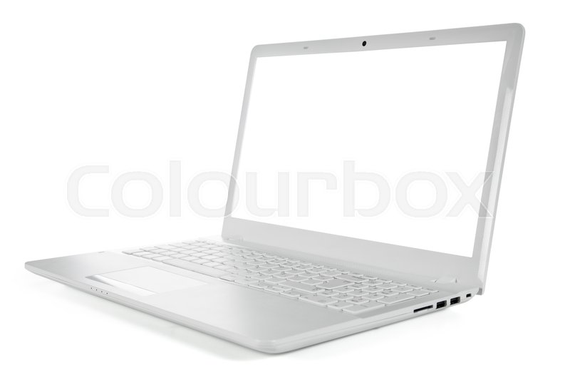 White portable computer with clipping ... | Stock image | Colourbox