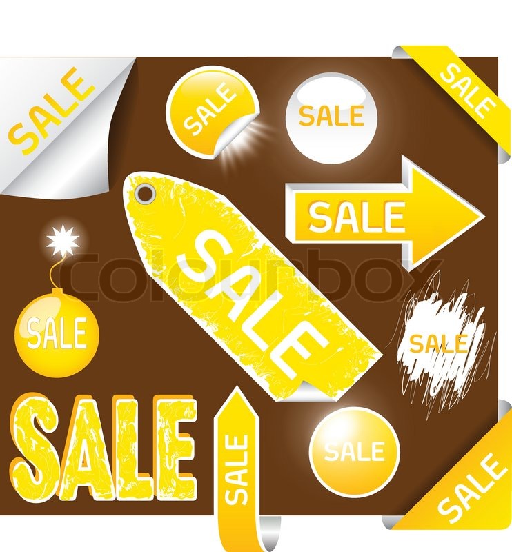 Set of sale labels - yellow and white ... | Stock vector | Colourbox
