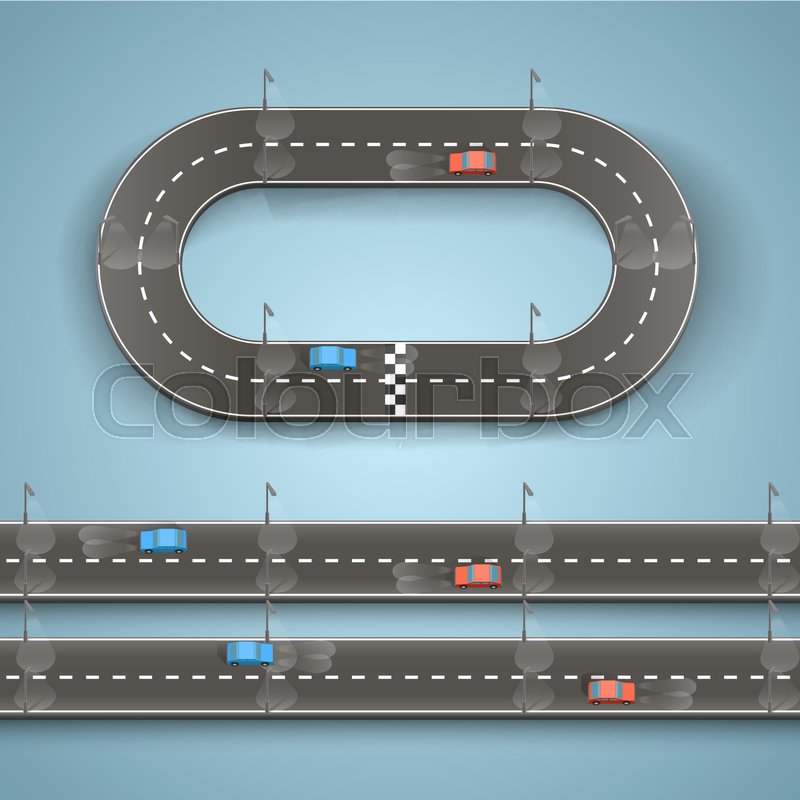 Racing on the road art. Vector illustration | Stock Vector | Colourbox