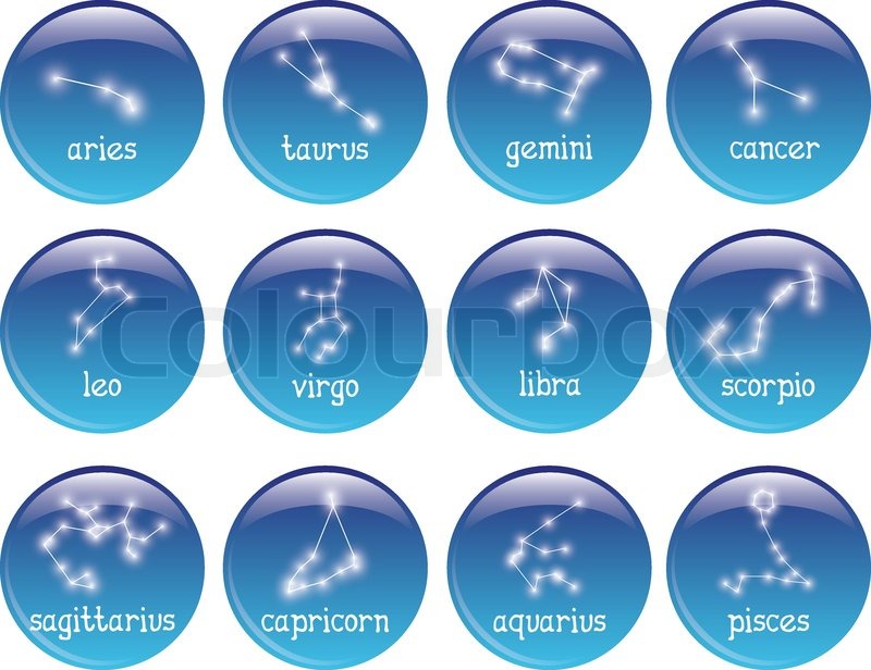 Sæt af 16 badges med stjernetegn ... | Stock vektor | Colourbox