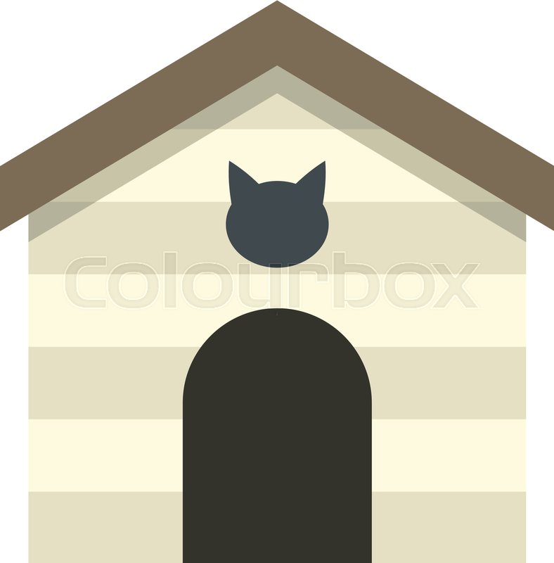 Cat house icon flat isolated on white ... | Stock vector | Colourbox