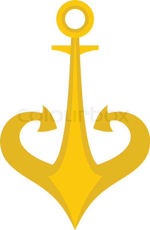 Gold anchor icon flat isolated on ... | Stock vector | Colourbox