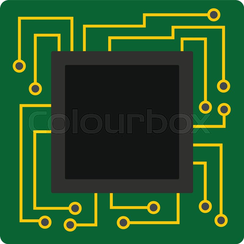 Microchip icon flat isolated on white ... | Stock vector | Colourbox