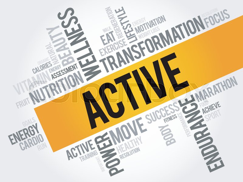 ACTIVE word cloud, fitness, sport, ... | Stock vector | Colourbox