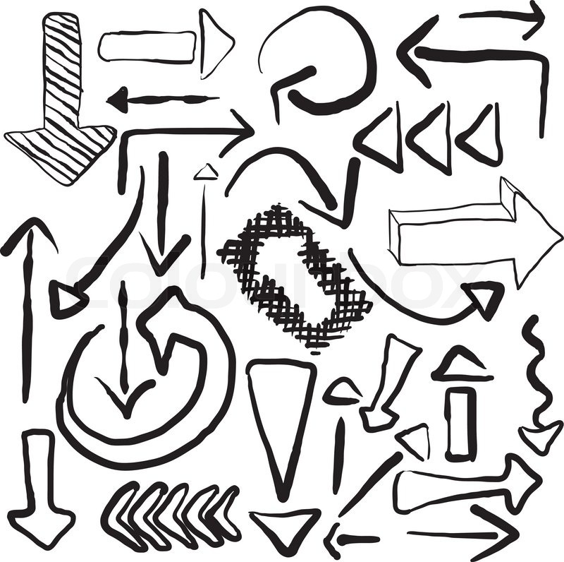 Arrows - doodle set, black color | Stock Vector | Colourbox