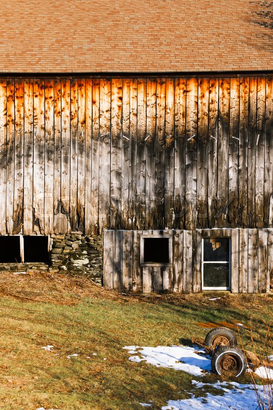 Old weathered barn on a farmland. | Stock image | Colourbox