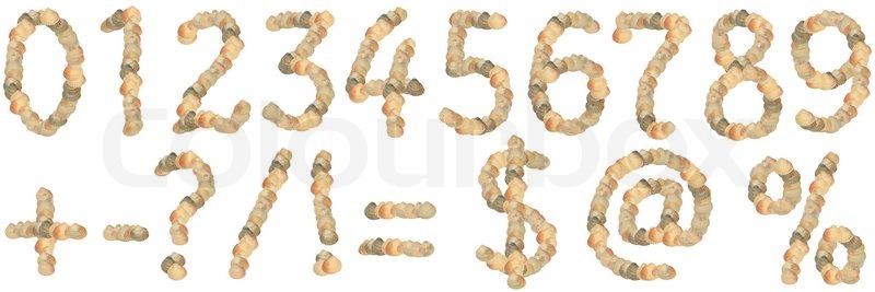 Handwritten with shells numbers and ... | Stock image | Colourbox