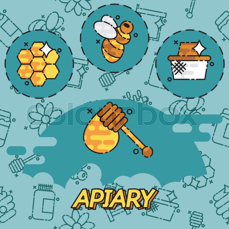 Apiary icons set. Flat illustration of ... | Stock vector | Colourbox