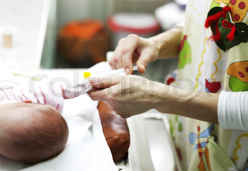 Newborn baby in hospital. | Stock image | Colourbox