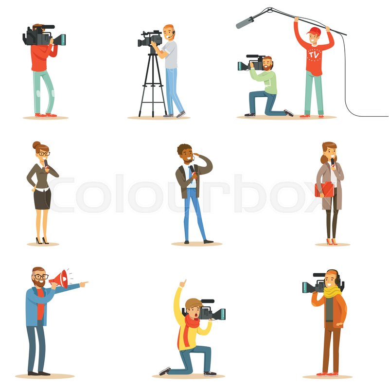 News Program Crew Of Professional ... | Stock vector | Colourbox