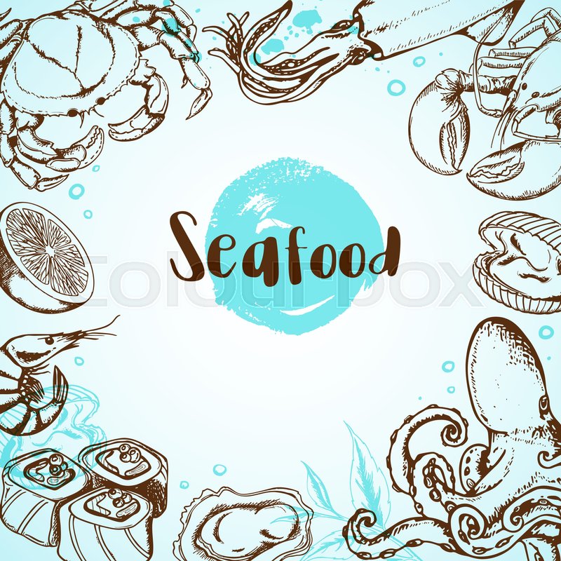 Vintage seafood menu background with ... | Stock vector | Colourbox