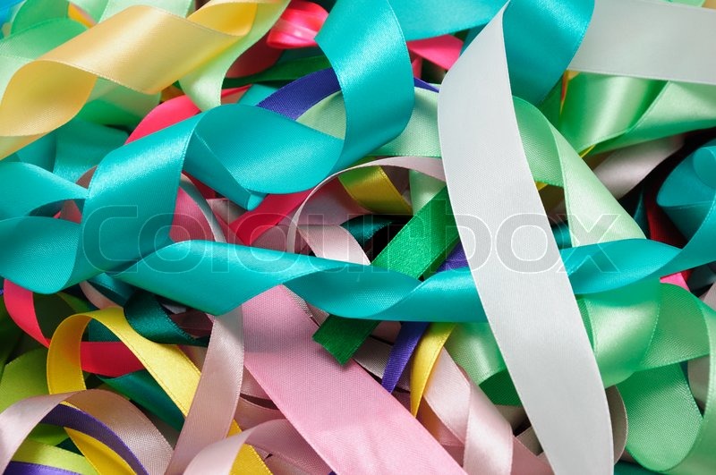 Multi-colored satin ribbons in a ... | Stock image | Colourbox