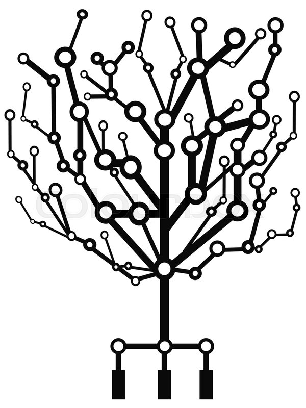 Isolated circuit tree on white ... | Stock vector | Colourbox