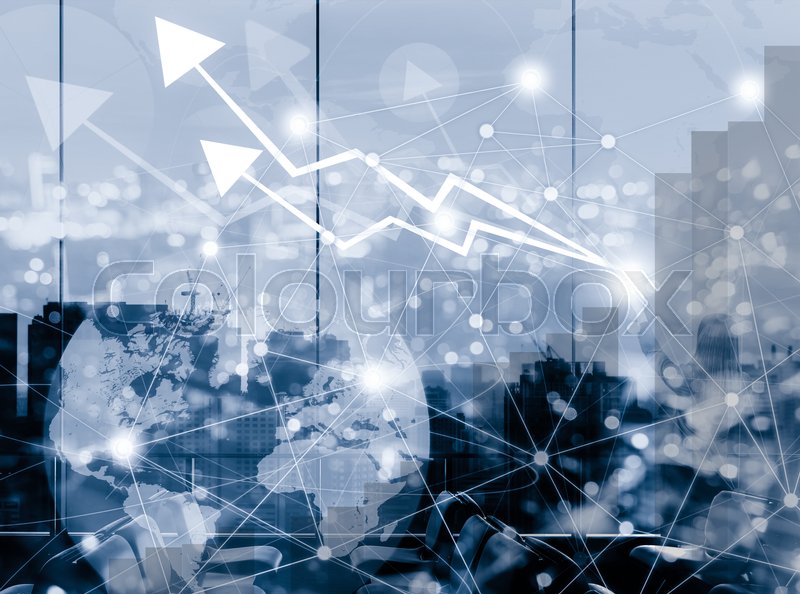 Arrow growth graph chart with network ... | Stock image | Colourbox