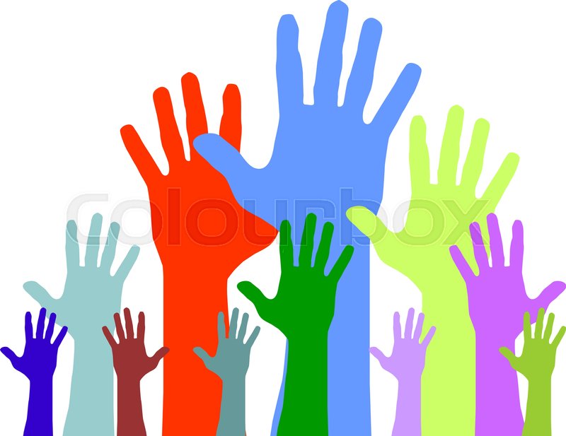 Reaching color hands | Stock vector | Colourbox