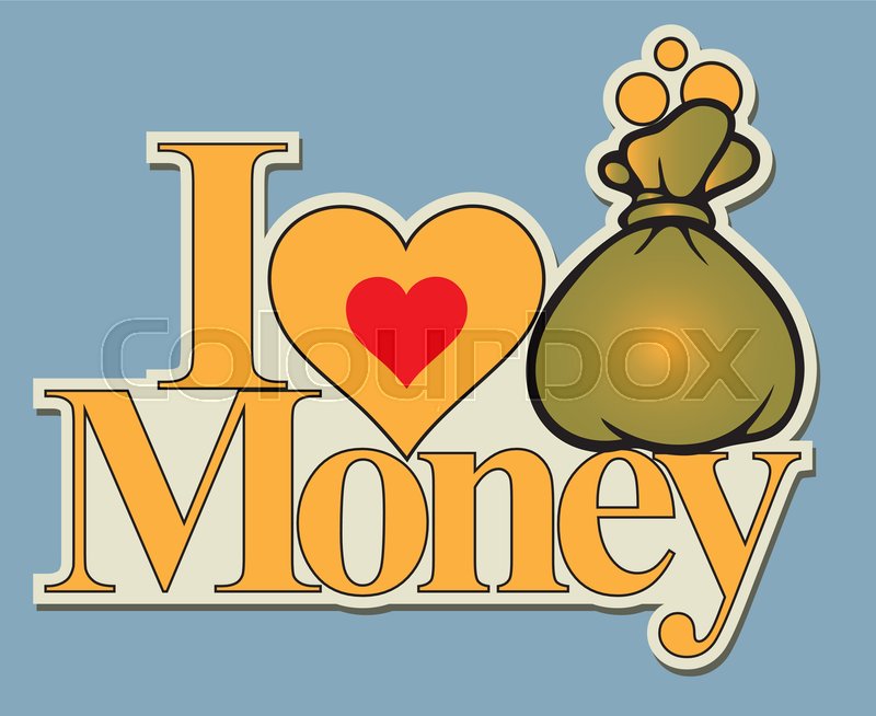 Label I love money with a heart symbol ... | Stock vector | Colourbox