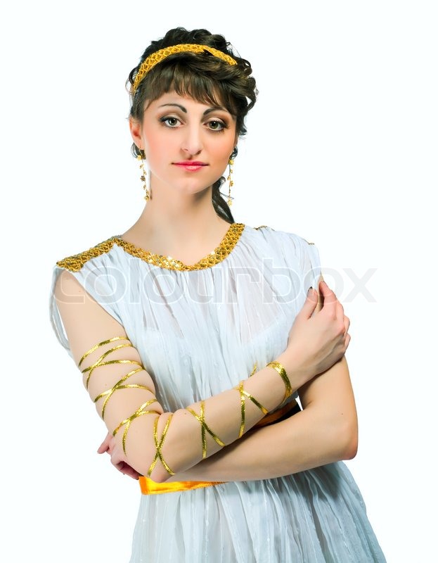 Greek girl isolated on a white ... | Stock image | Colourbox