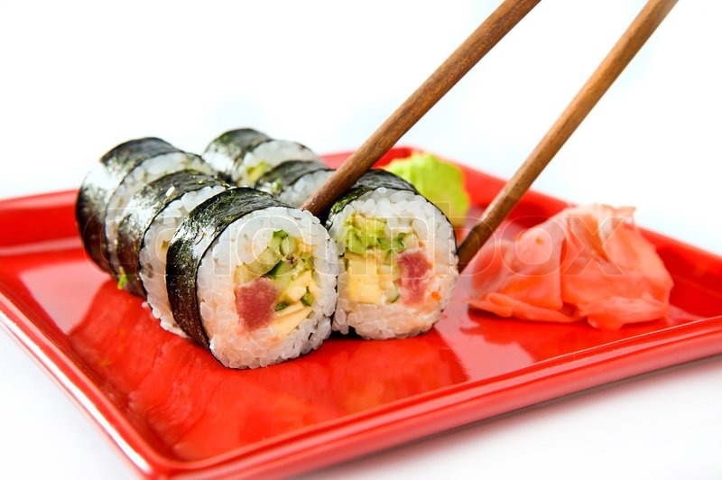 Japanese sushi rice, raw fish and ... | Stock image | Colourbox