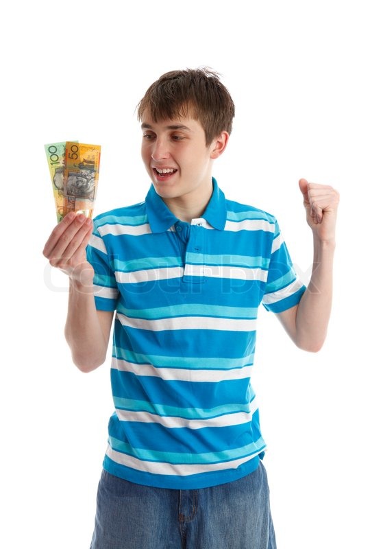 Teenage Junge mit Geld, ein 100 und 50 ... | Stock Bild | Colourbox