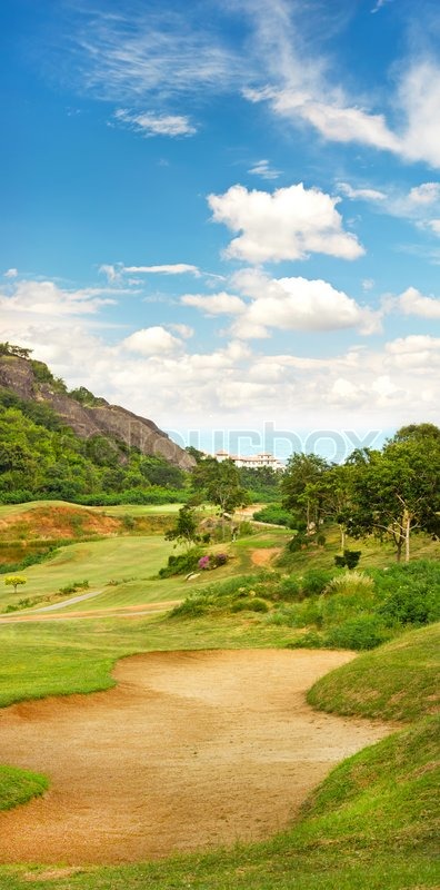 Beautiful golf field landscape with ... | Stock Photo | Colourbox