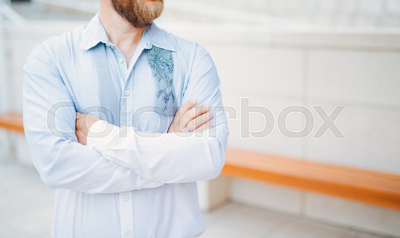 Male Hands Crossed On Chest Hands Of Stock Image Colourbox