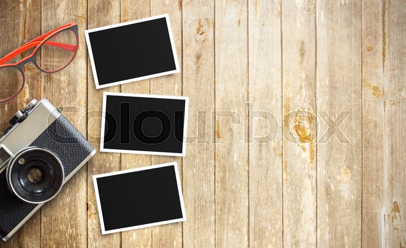 Old vintage camera and photo paper with ... | Stock image | Colourbox