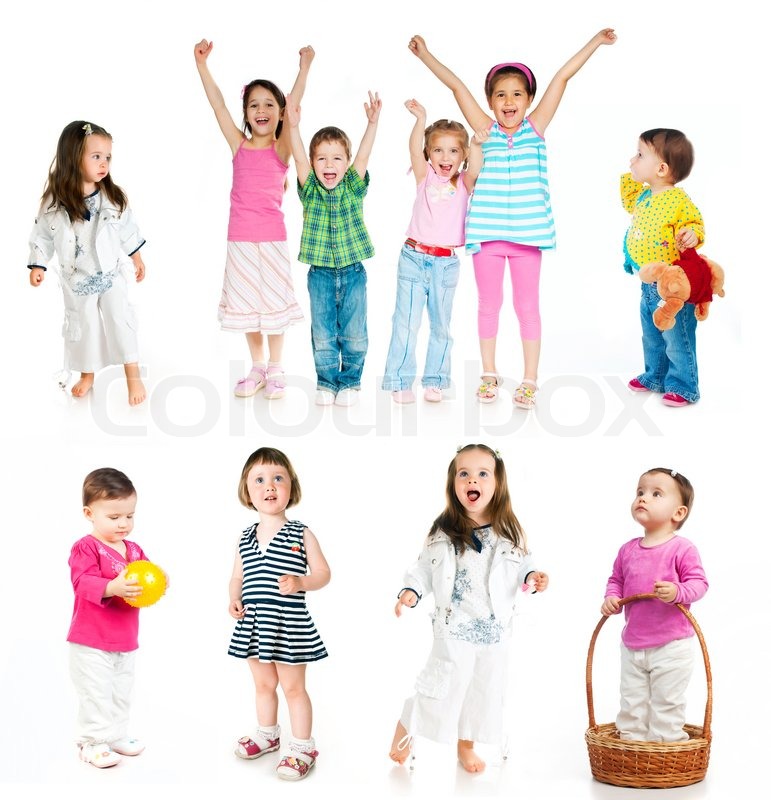 Collection of children isolated on ... | Stock image | Colourbox