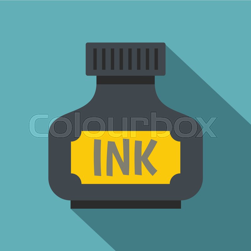 Black ink bottle icon. Flat ... | Stock vector | Colourbox