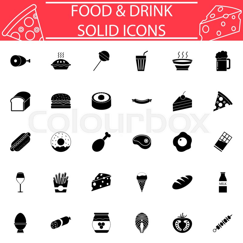 Food and drink solid pictograms ... | Stock vector | Colourbox