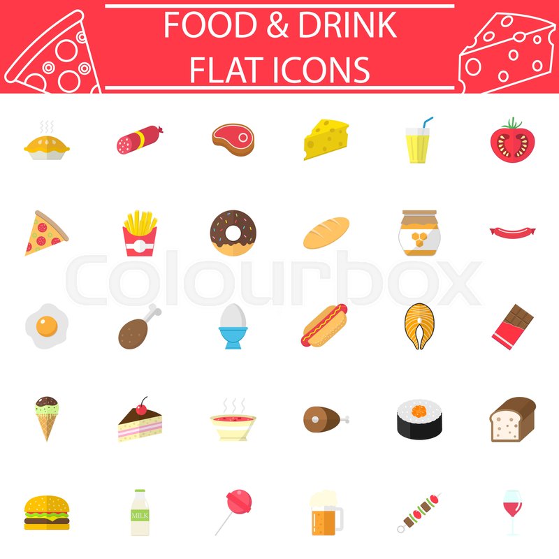 Food and drink flat pictograms ... | Stock vector | Colourbox