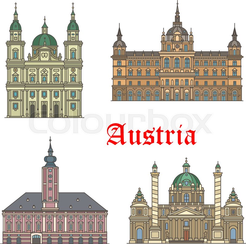 Austrian travel landmarks of ... | Stock vector | Colourbox