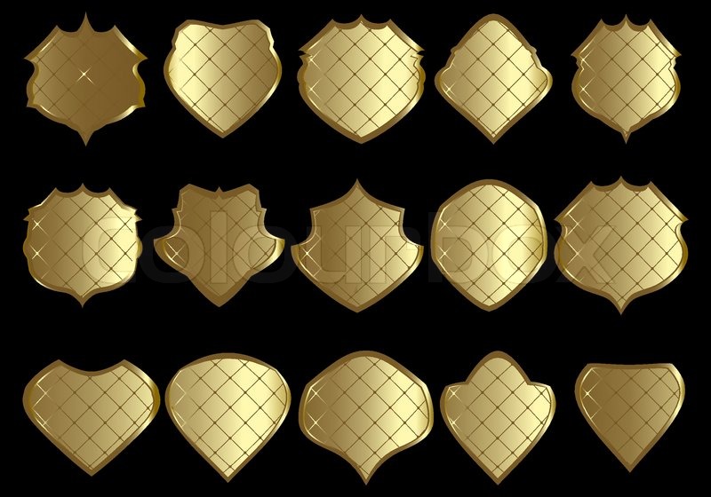 Golden shield design collection with ... | Stock vector | Colourbox