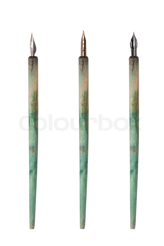 Old india ink pen with three different ... | Stock Bild | Colourbox