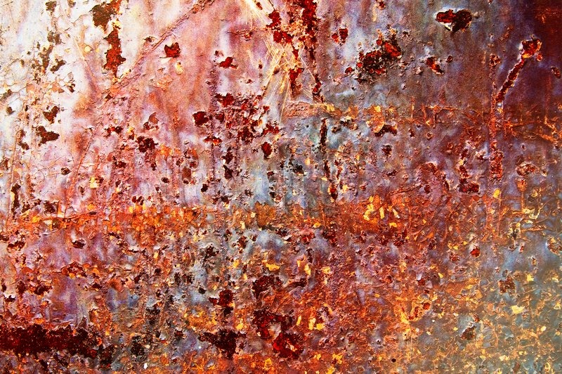 Oxidized fluted metal sheet covered ... | Stock image | Colourbox