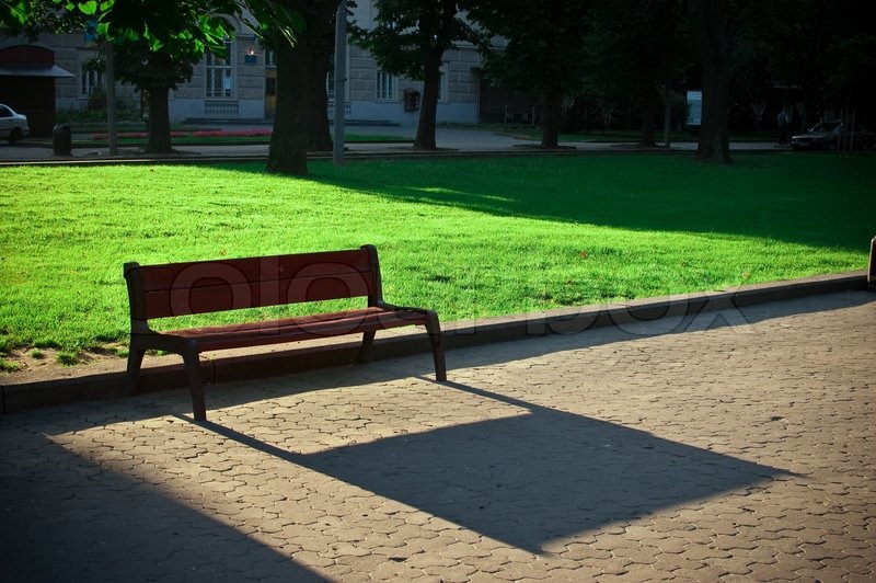 Bench on the street of the city | Stock image | Colourbox