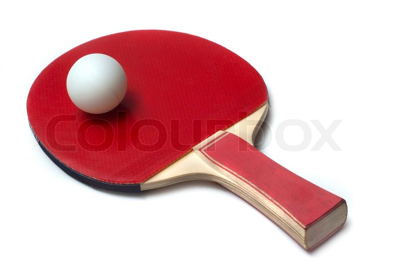 Ping-pong ball on a racket isolatd on a ... | Stock image | Colourbox