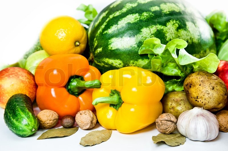 Healthy food on a white background | Stock image | Colourbox