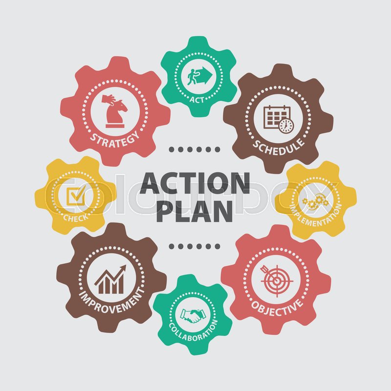 ACTION PLAN. Concept with icons and ... | Stock vector | Colourbox