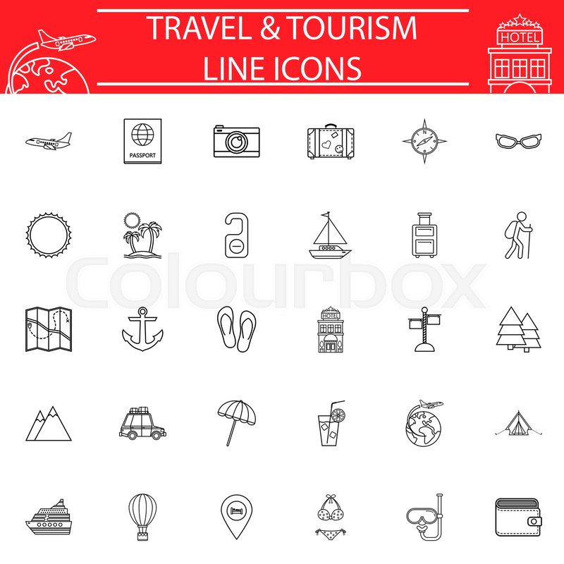 Travel line pictograms package, Travel ... | Stock vector | Colourbox