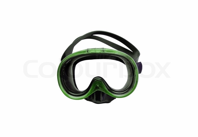 Green diving mask isolated on white ... | Stock image | Colourbox