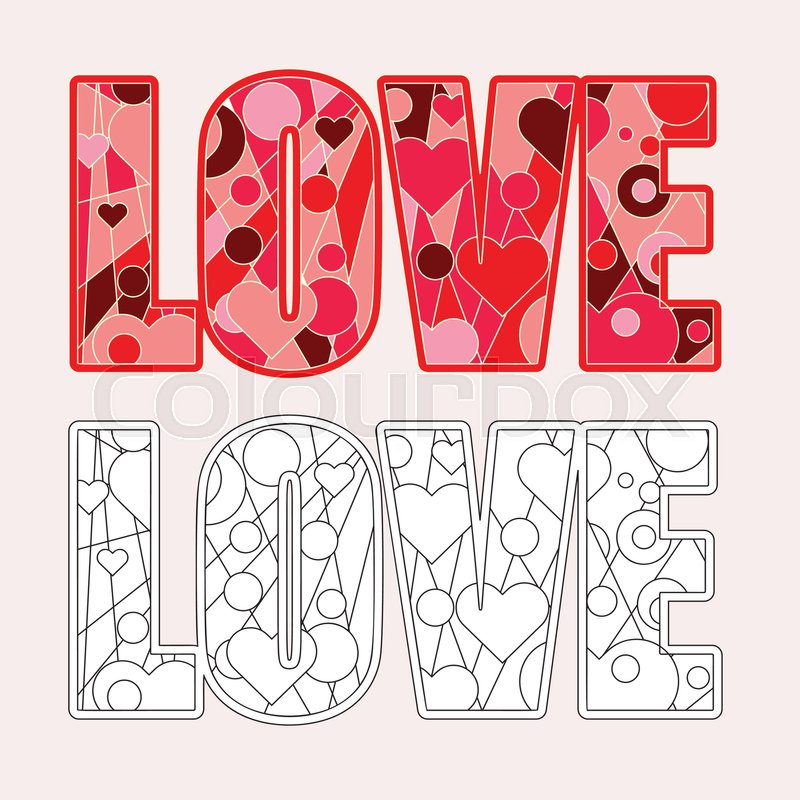 Love word coloring page vector ... | Stock vector | Colourbox