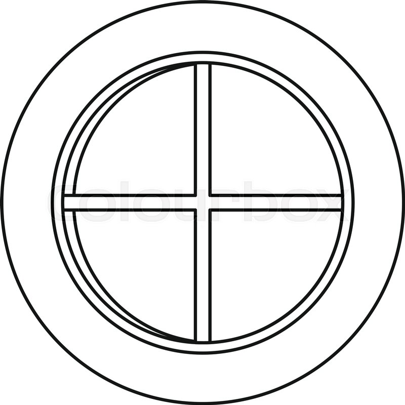 White round window icon in outline ... | Stock vector | Colourbox