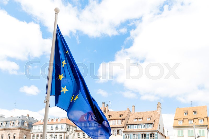 European Union flag with French ... | Stock image | Colourbox