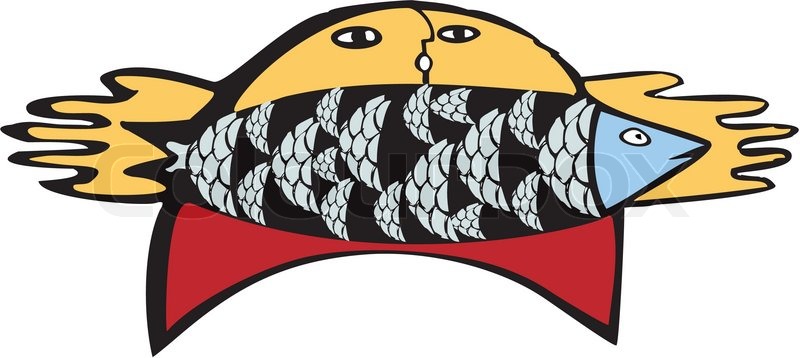 Fisherman holds a big fish in hands | Stock vector | Colourbox